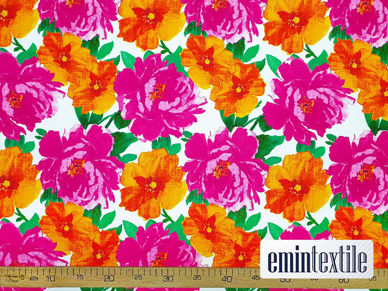 Fuchsia Orange Floral Fabric, Colorful Upholstery Fabric by the Yard ...