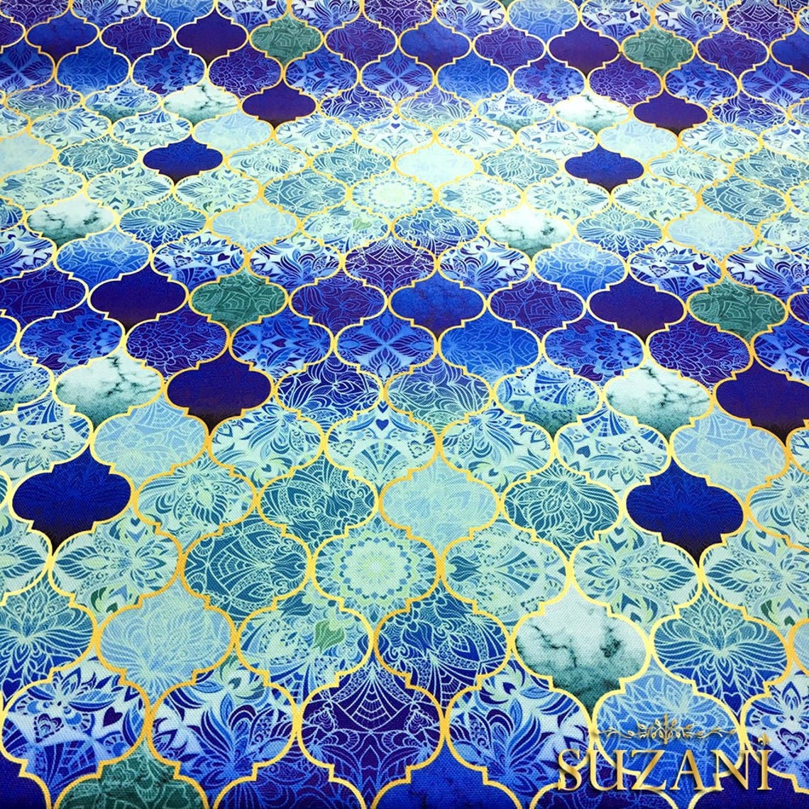 Blue Moroccan Pattern Multipurpose Fabric Upholstery Fabric - Etsy