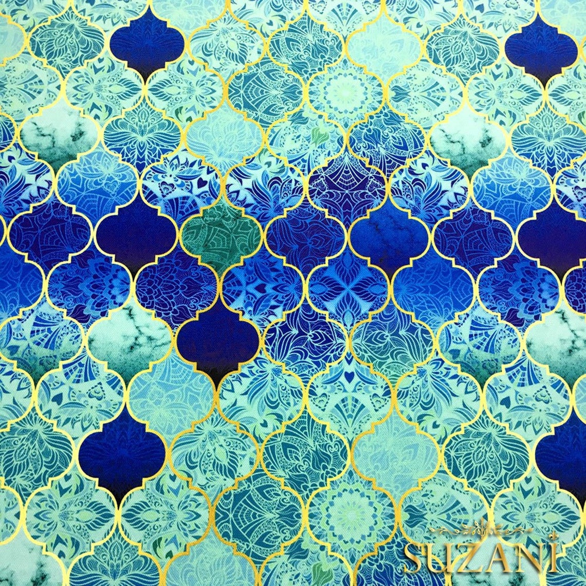 Blue Moroccan Pattern Multipurpose Fabric Upholstery Fabric - Etsy