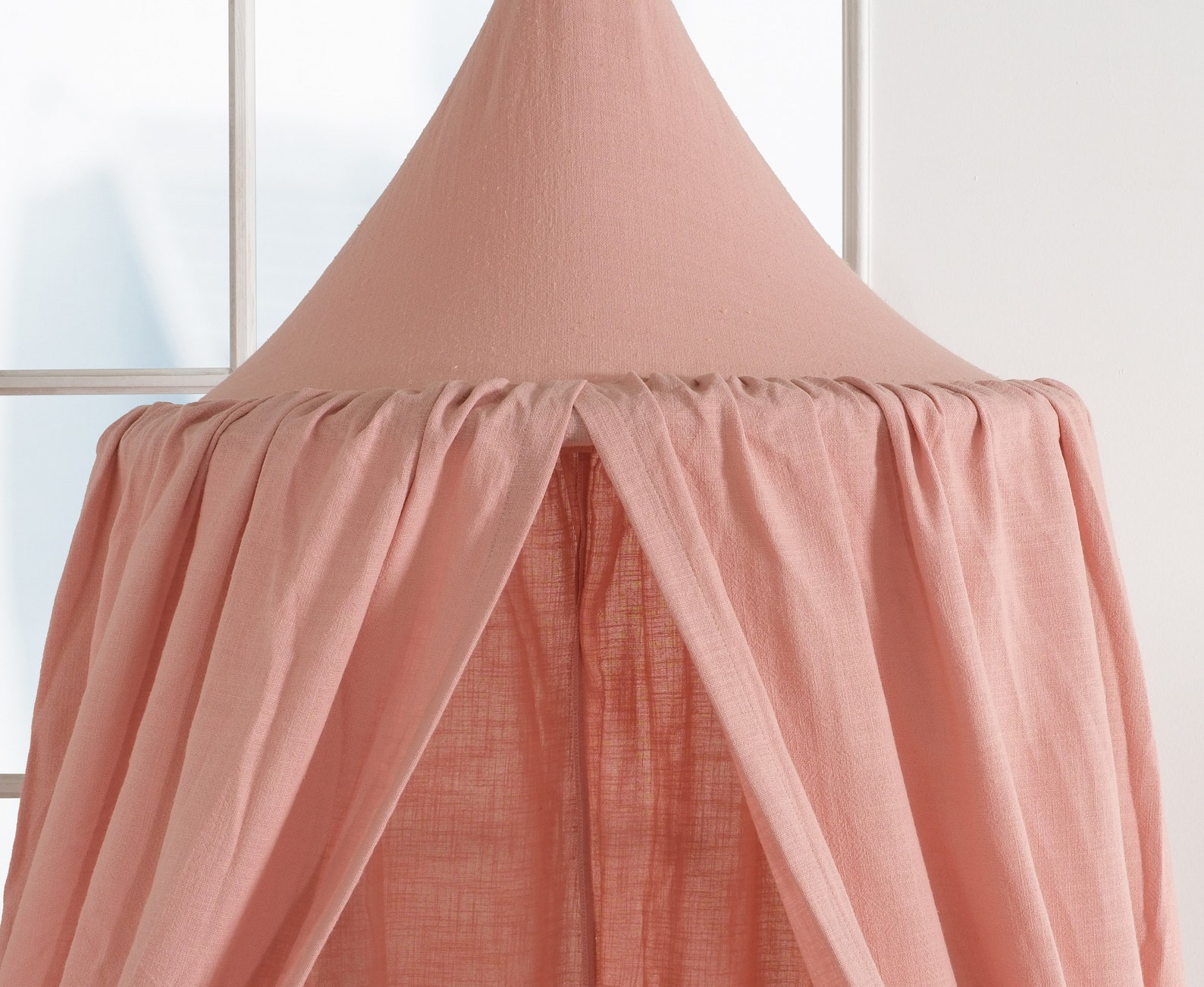 Elegant Kids Bed Canopy, Green Linen Canopy, Birthday Present Girls ...