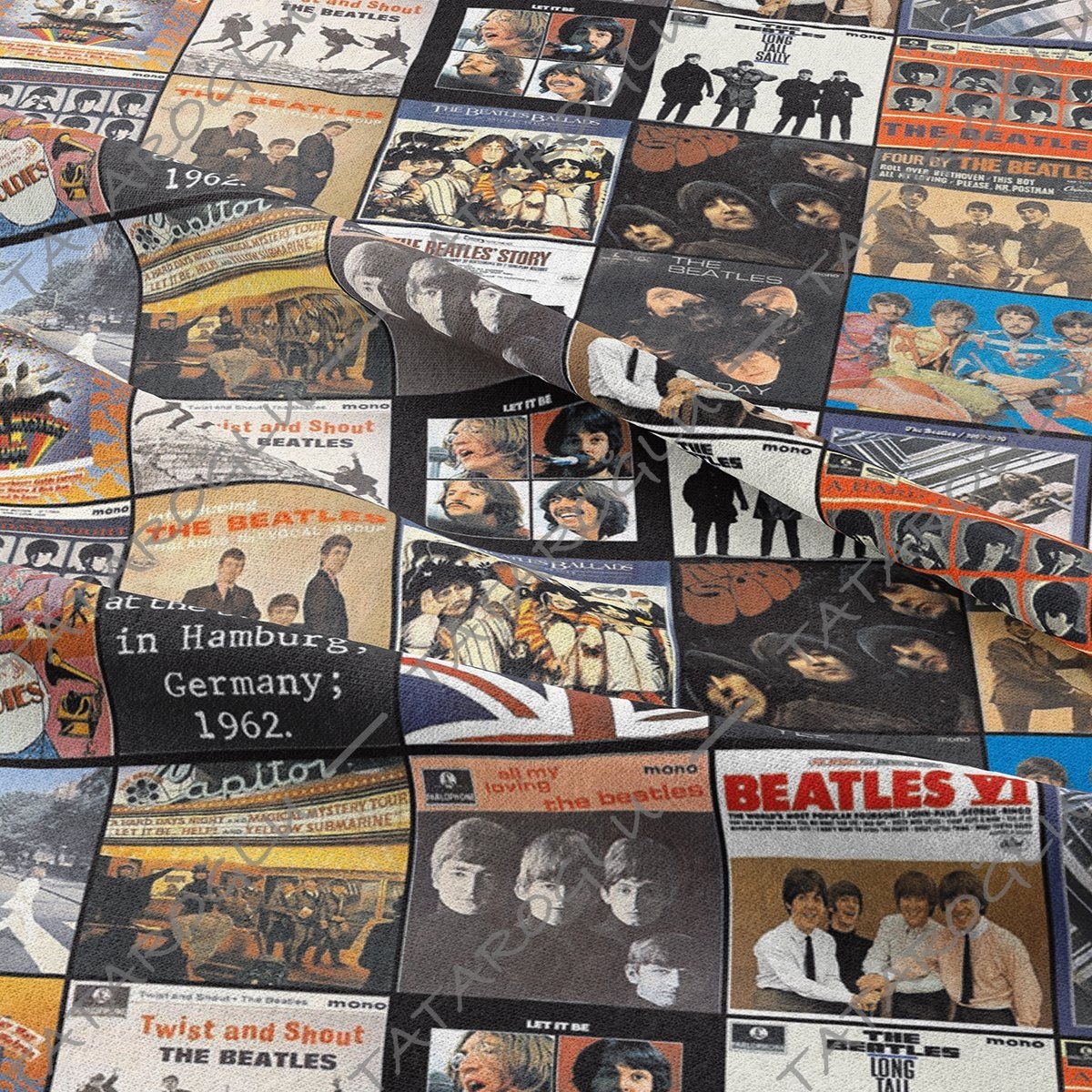 The Beatles Album Cover Fabric, Rock Music Print Fabric, Upholstery ...