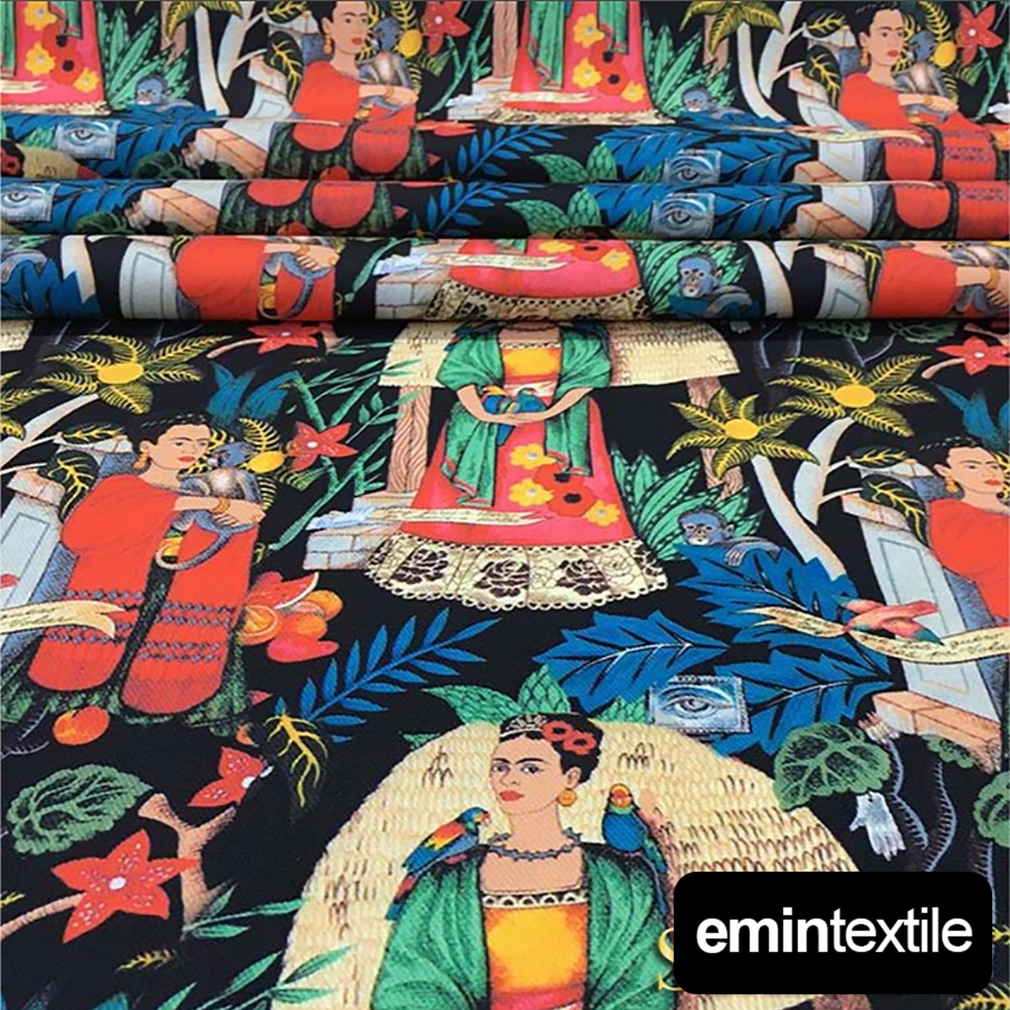 Frida Kahlo Print Fabric, Frida Kahlo Garden Upholstery Fabric by the ...