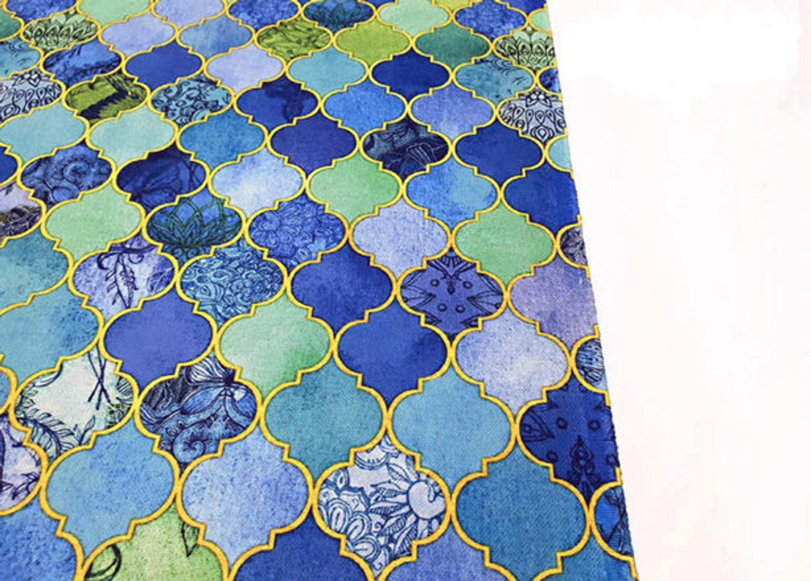 Blue Moroccan Fabric Boho Moroccan Upholstery Fabric by the - Etsy