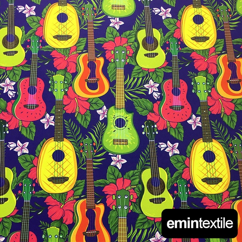 Guitar Pattern Green Yellow Fabric Sewing Quilting Digital - Etsy