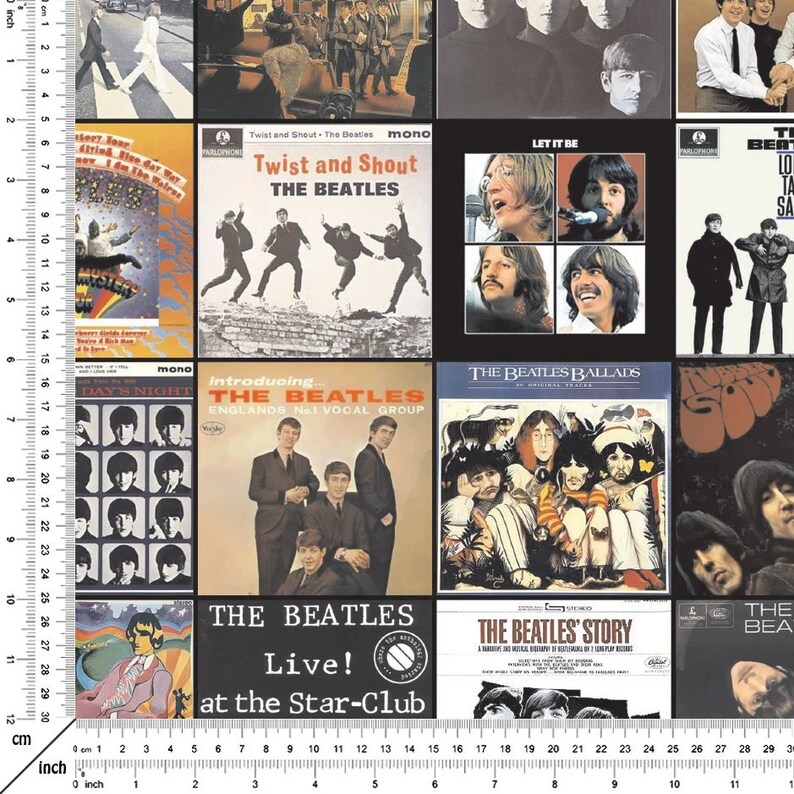 The Beatles Album Cover Fabric, Rock Music Print Fabric, Upholstery ...