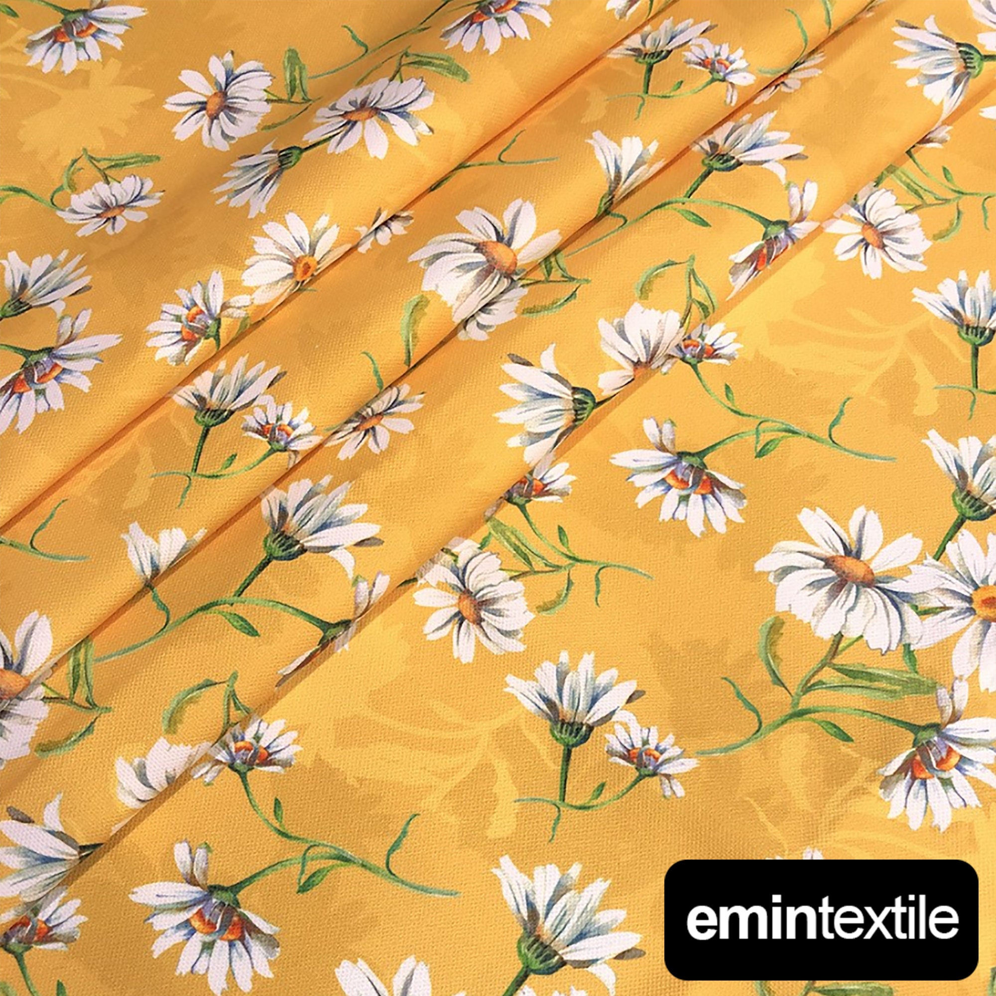 Yellow Daisy Fabric, Polyester Upholstery Fabric by the Yard, Yellow ...