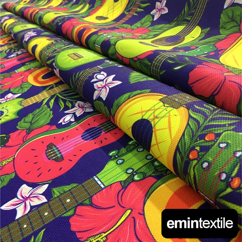 Guitar Pattern Green Yellow Fabric Sewing Quilting Digital - Etsy