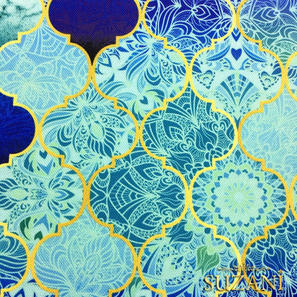 Blue Moroccan Pattern Multipurpose Fabric Upholstery Fabric - Etsy