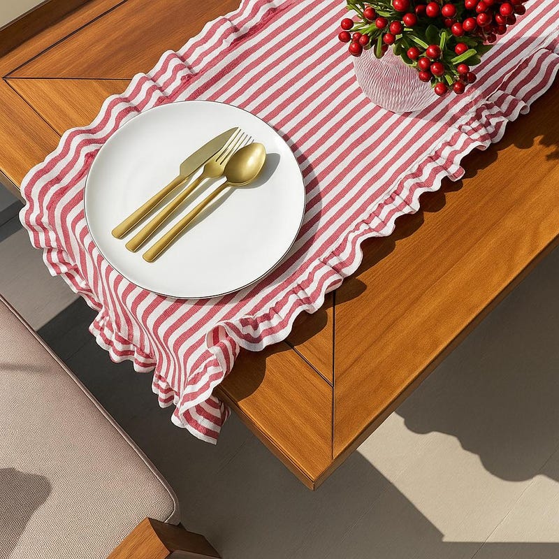 Red Ruffle Table Linen - Etsy