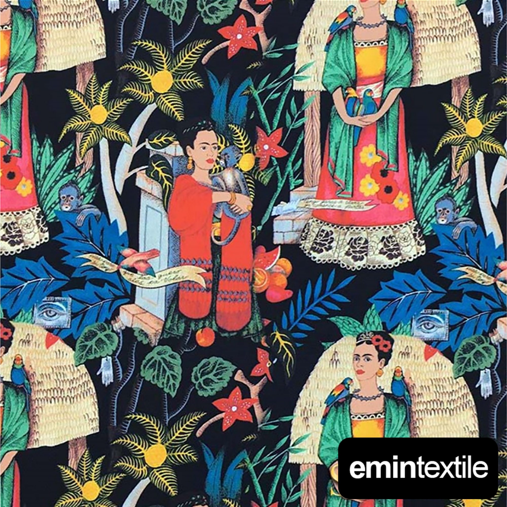 Frida Kahlo Print Fabric, Frida Kahlo Garden Upholstery Fabric by the ...