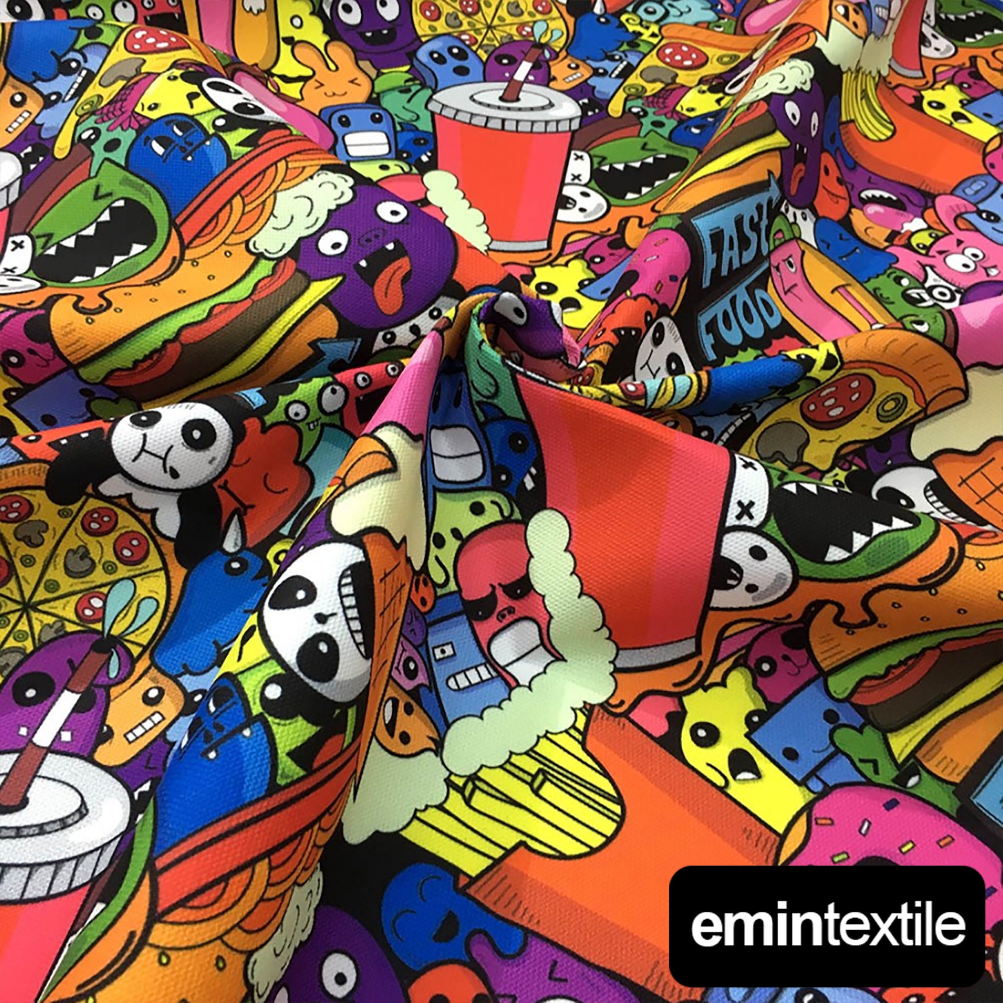 Pop Art Fabric Comic Art Fast Food Pattern Multicolor Fabric - Etsy
