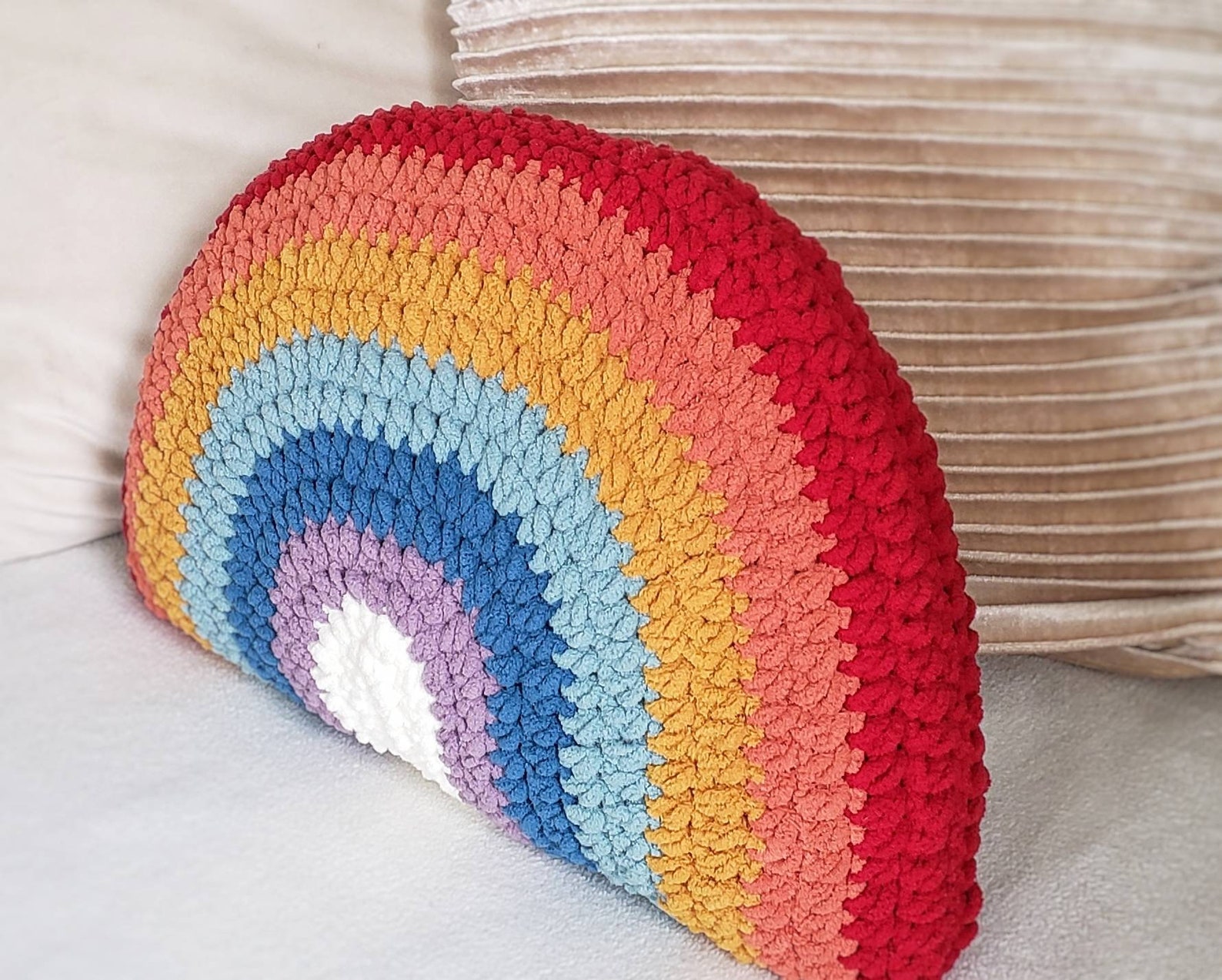 Plush Rainbow Pillow, Crochet Pattern for a Rainbow Pillow, Throw ...