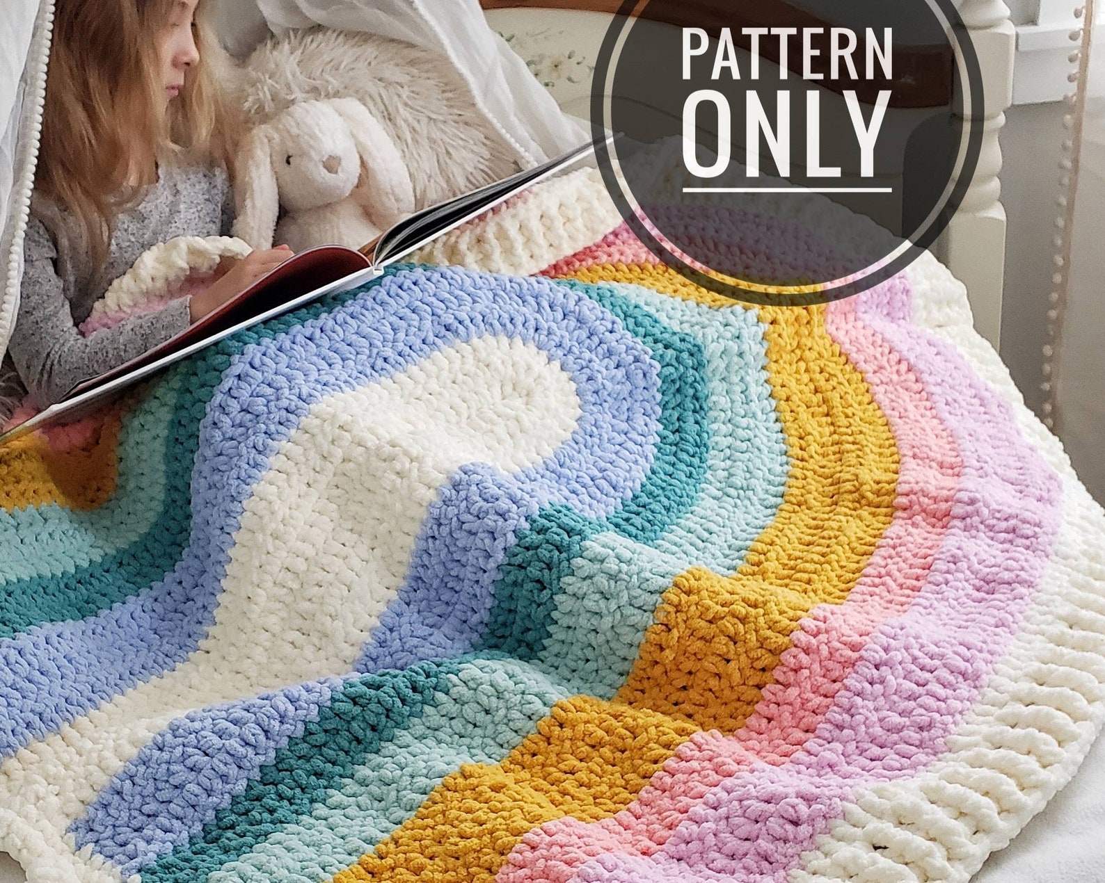 Chunky Rainbow Blanket Crochet Pattern for a Rainbow Blanket - Etsy