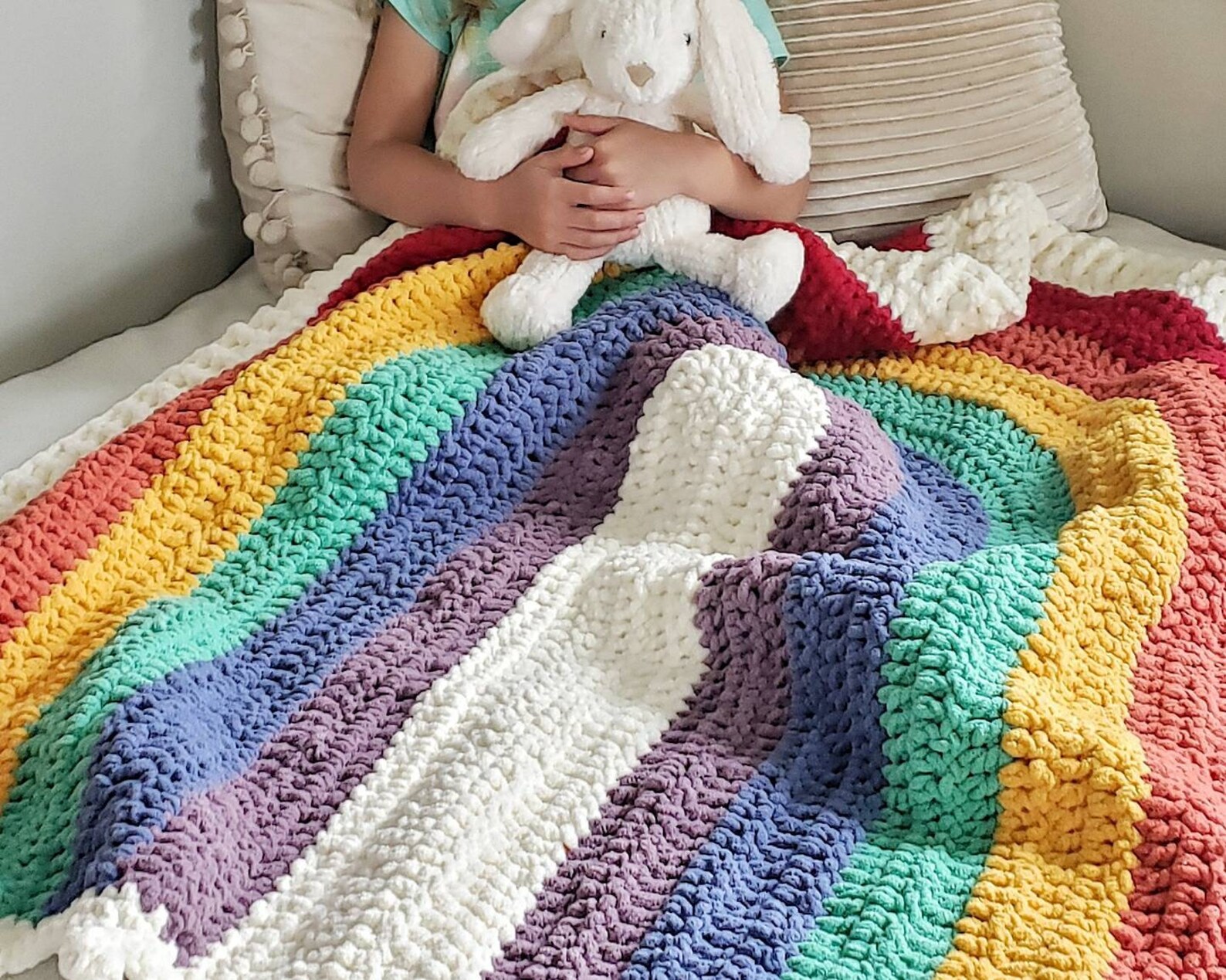 Chunky Rainbow Blanket Crochet Pattern for a Rainbow Blanket - Etsy