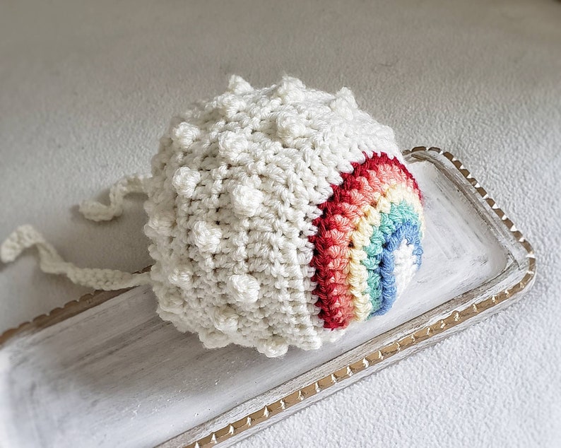 Crochet Rainbow Baby Bonnet Pattern: Easy Bobble Design (PDF Pattern ...