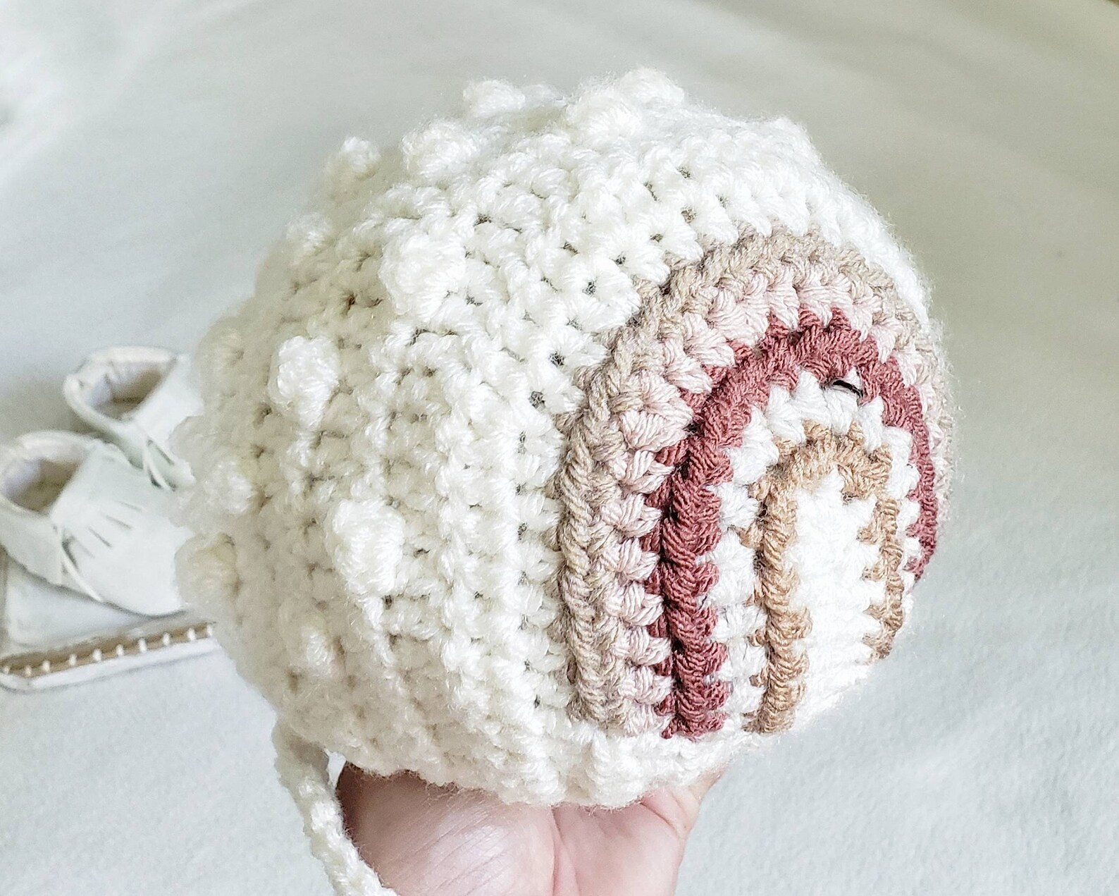 Crochet Rainbow Baby Bonnet Pattern: Easy Bobble Design (PDF Pattern ...