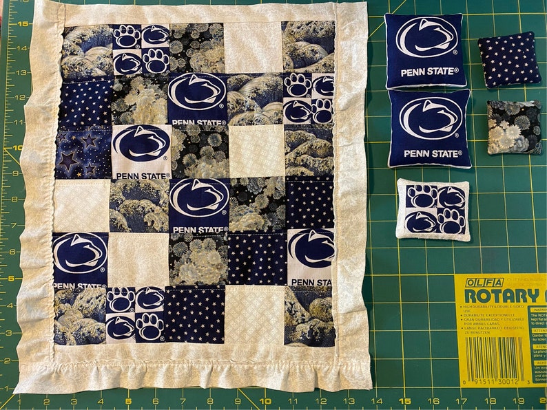 Penn State University Team Colors in a Handmade Miniature Quilt Set ...