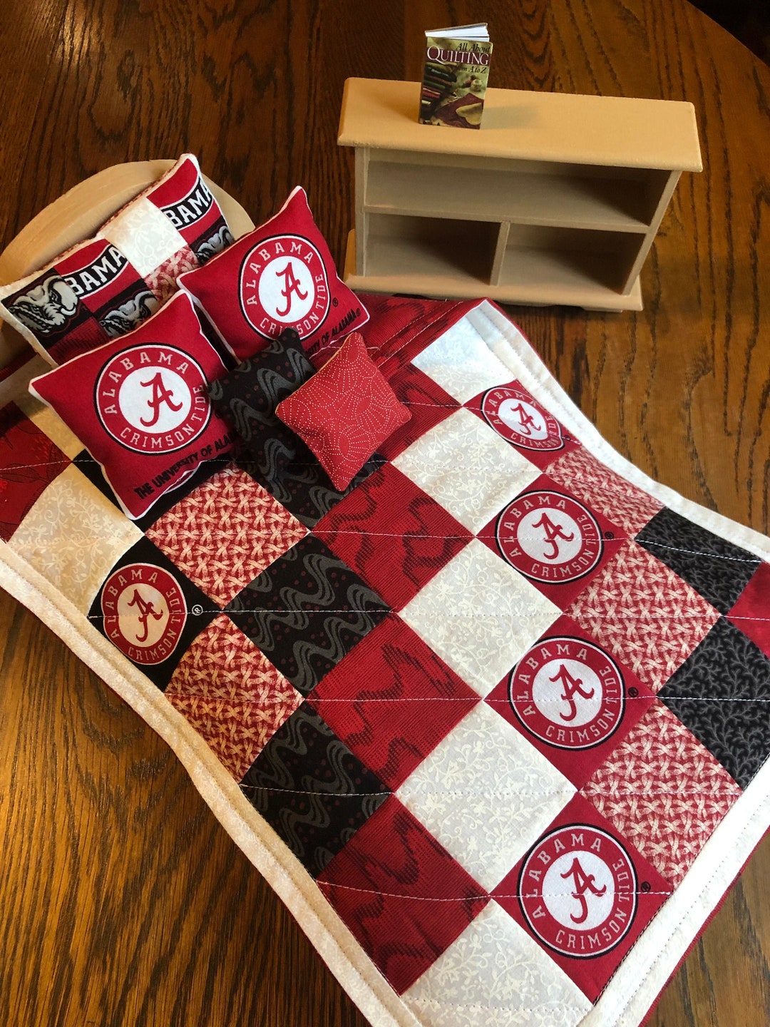 ALABAMA Team Colors Miniature Quilt for 12" or 1:6 Scale Barbie ...