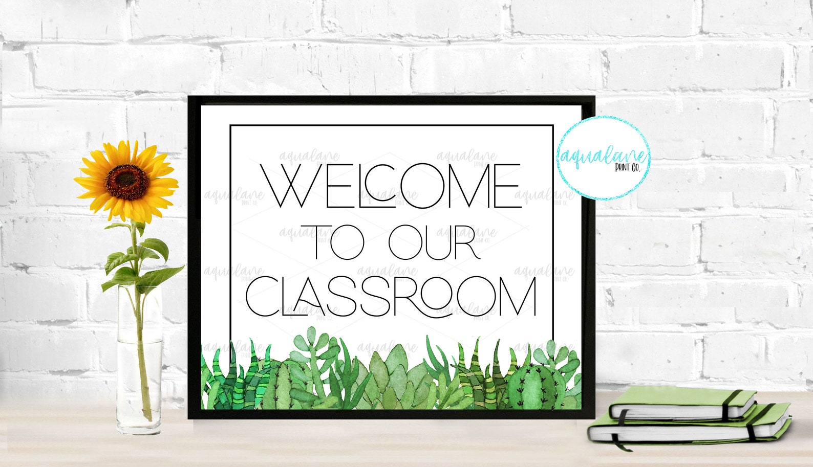 Classroom Welcome Sign, Cactus Succulent Wall Art for Teachers Instant ...