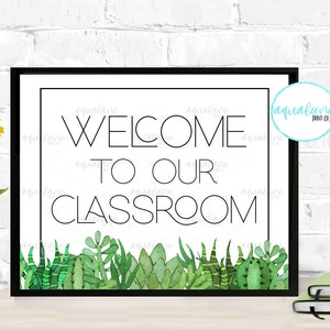 Classroom Welcome Sign, Cactus Succulent Wall Art for Teachers Instant ...