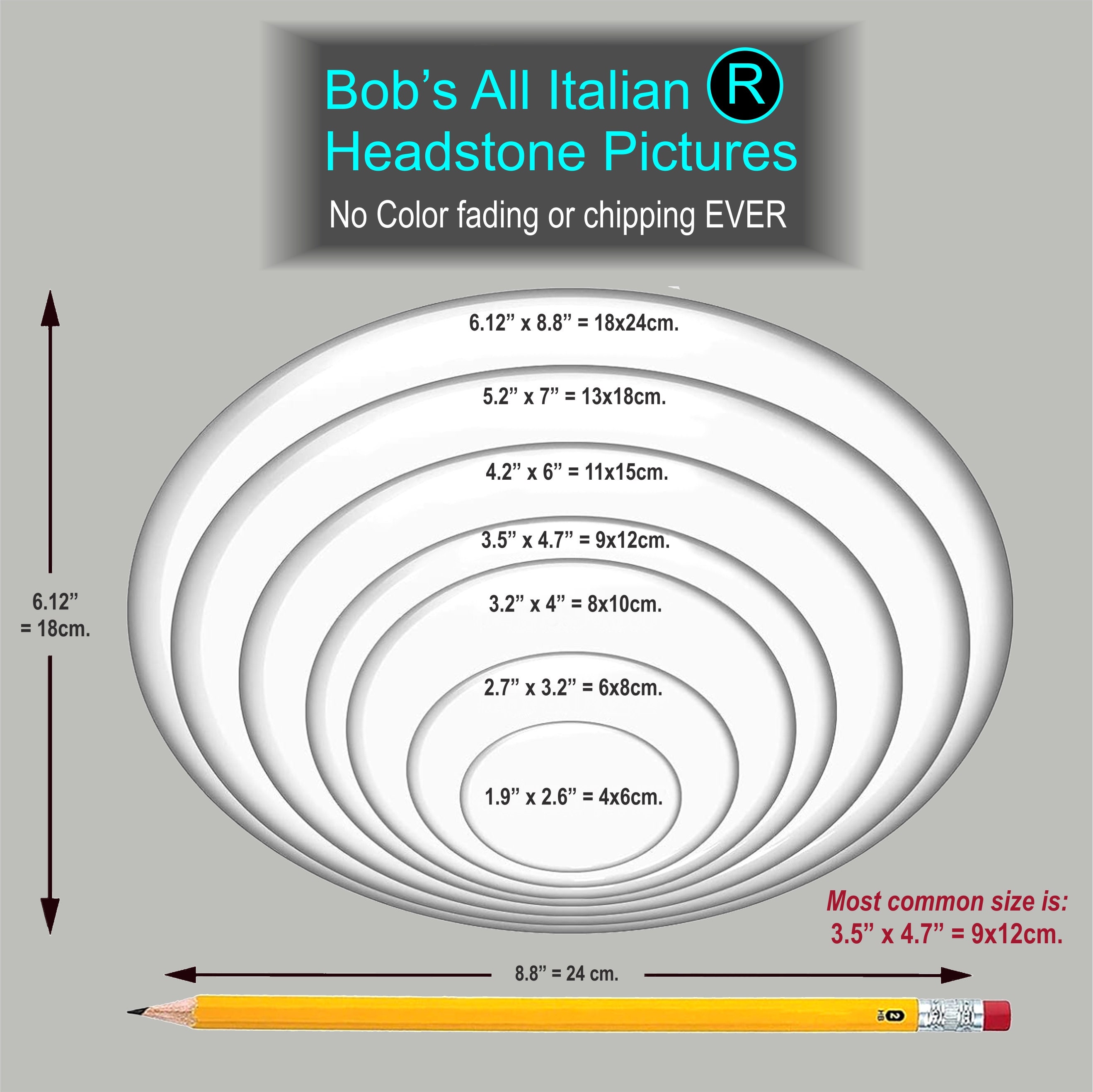 OVAL 7”x9.8” // 18x24cm Headstone Picture Memorial Photo Tile - Picture ...