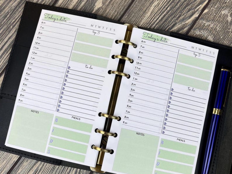 PRINTED / A6 Personal Size Daily Planner Inserts - Undated, Double ...