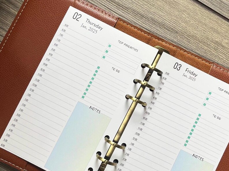 2026 PRINTED / A6 Personal Size Daily Planner Inserts - Dated, Double ...