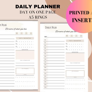 A5 Daily Planner Inserts - Undated, Double-sided, One Day per Page ...