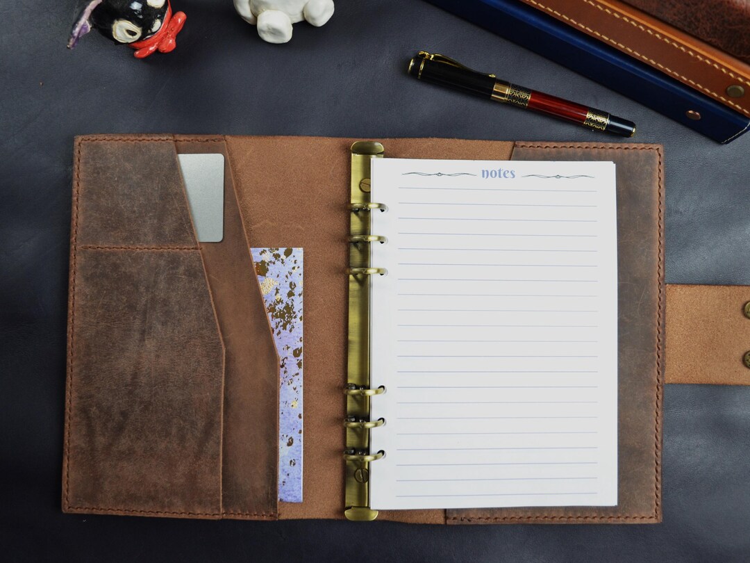A5 Leather Notebook Cover With 6-ring , 2025 A5 Refillable Journal ...