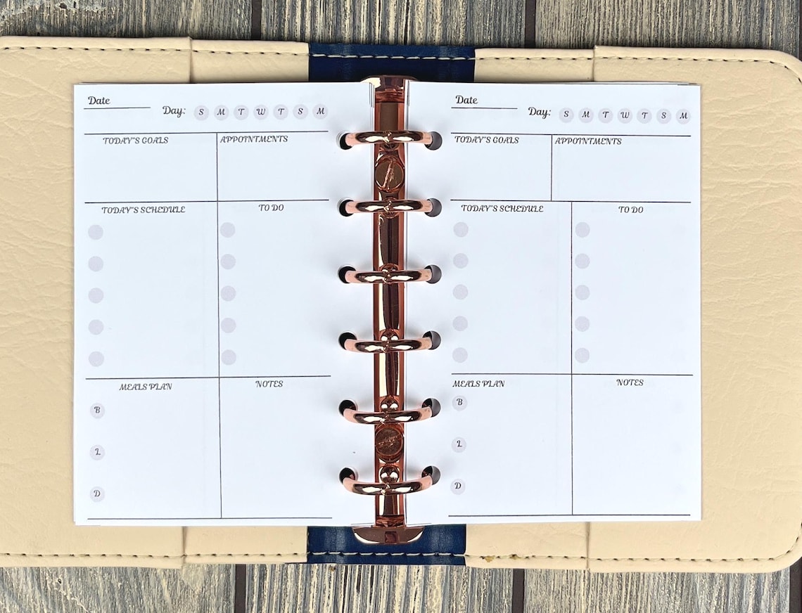 A7 Daily Planner Inserts - Undated, Double-sided, Pocked PM Small Size ...
