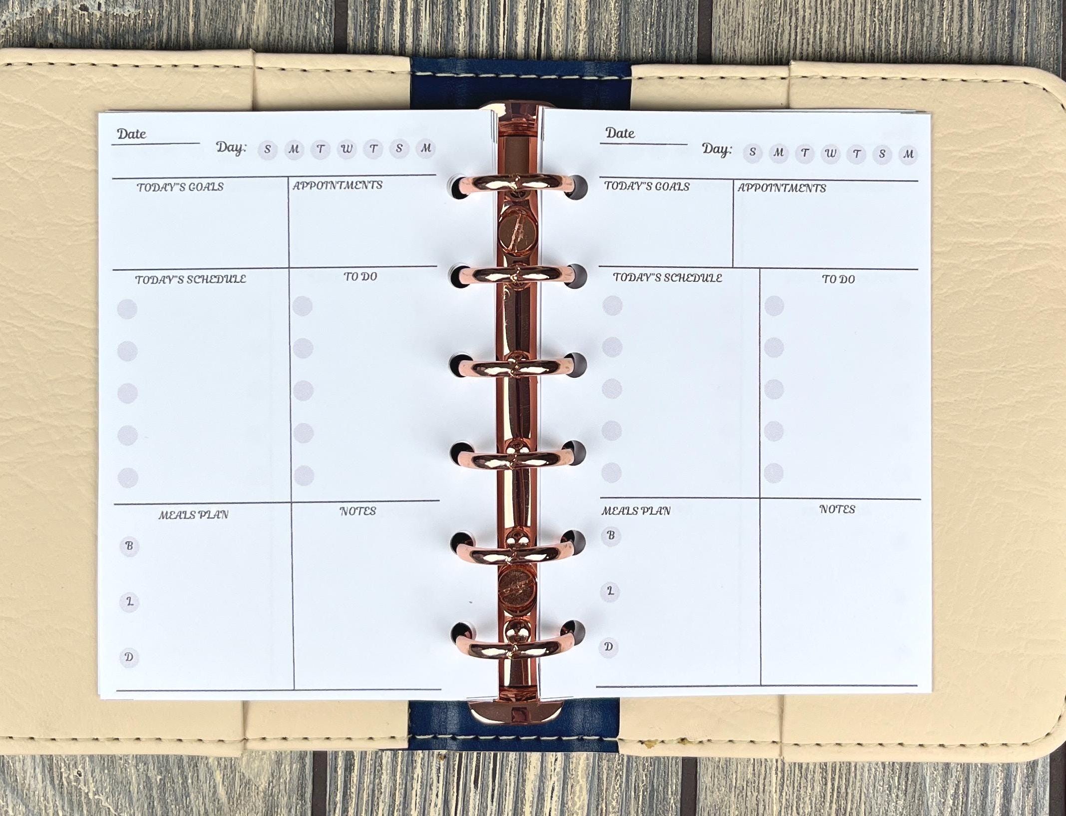 A7 Daily Planner Inserts - Undated, Double-sided, Pocked PM Small Size ...