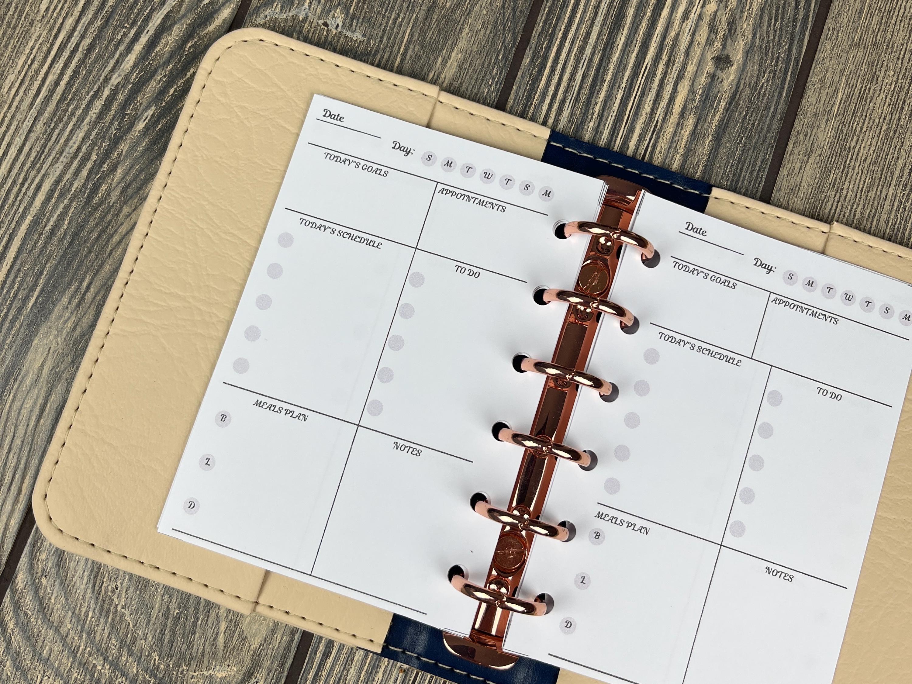 A7 Daily Planner Inserts - Undated, Double-sided, Pocked PM Small Size ...