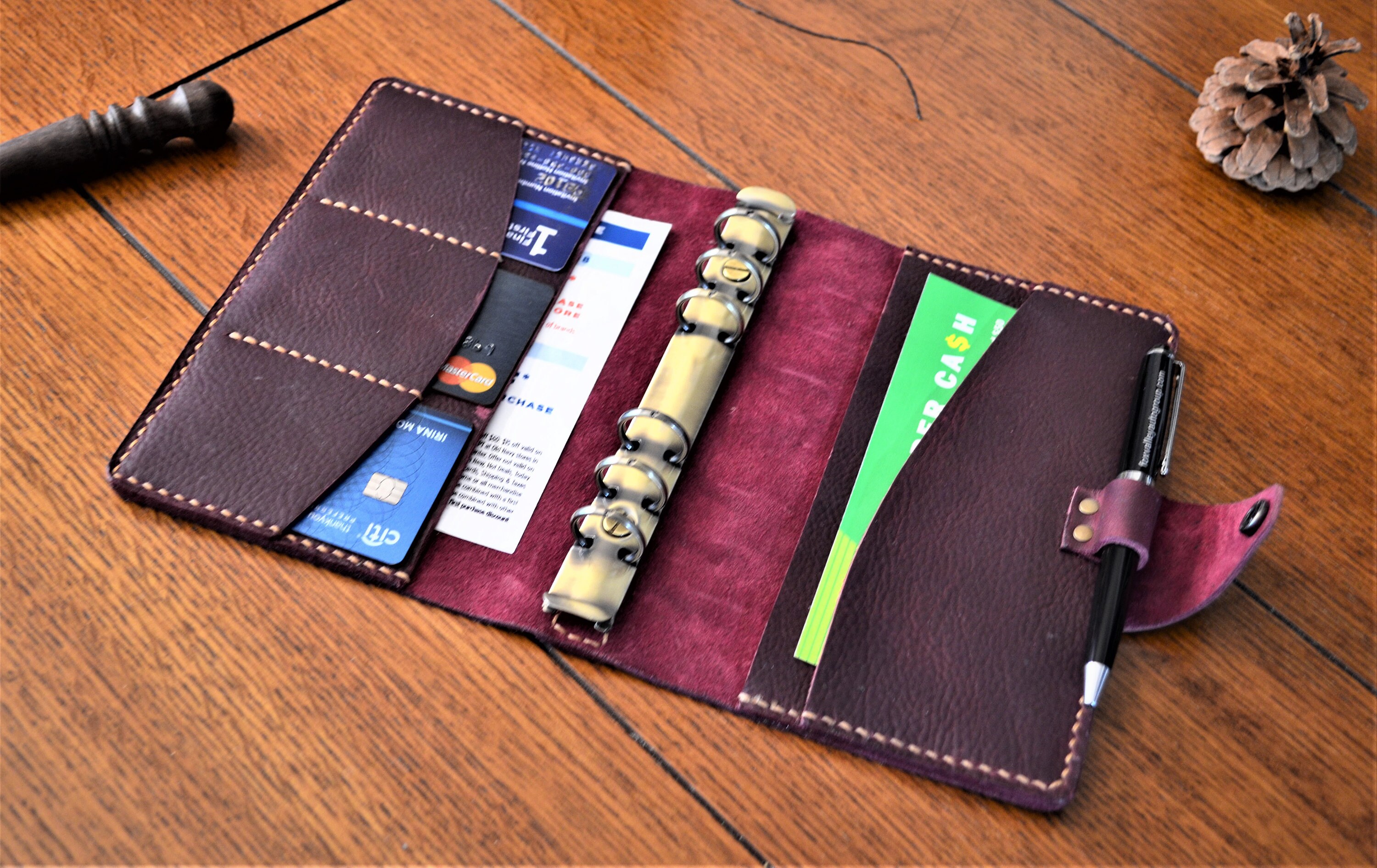 Embossed 6 Ring Leather Cover, Binder With Card Holder ,blank Pages ...