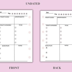 A7 Daily Planner Inserts - Undated, Double-sided, Pocked PM Small Size ...