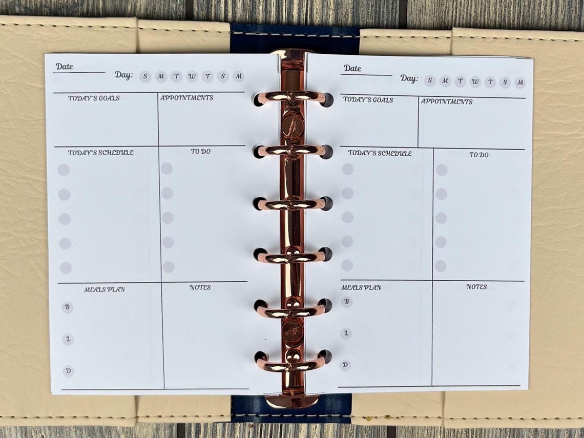 A7 Daily Planner Inserts - Undated, Double-sided, Pocked PM Small Size ...