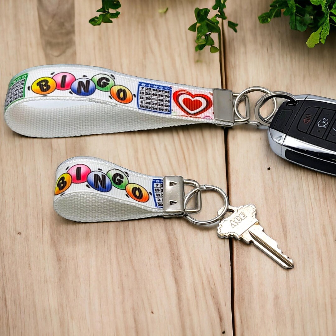 Bingo Wristlet Keychain, Handmade Key Chain, Zipper Pull, Gift for ...