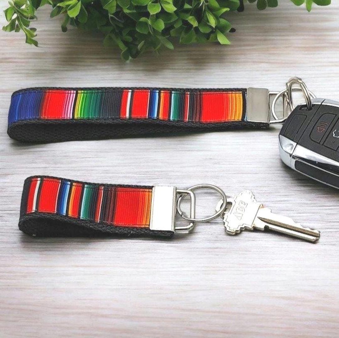 Mexican Serape Keychain Key Fob, Gift, Zipper Pull Wristlet Key Chains ...