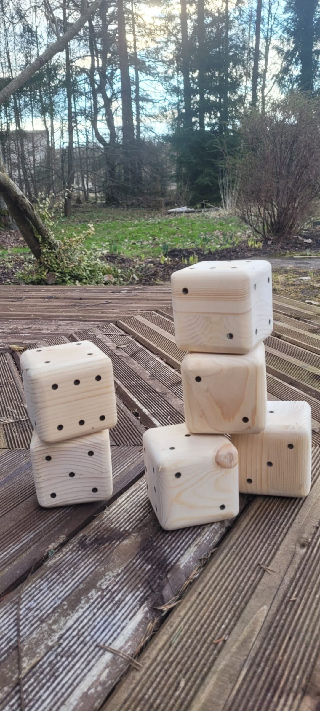 Set of 3 Large Dice, Oversized Wooden Dice 7.5x7.5cm 3x3", Outdoor ...