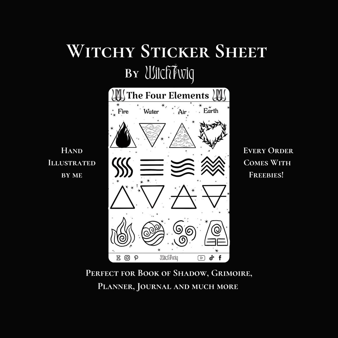 The Four Elements Stickers/ Fire Earth Water Air Sticker - Etsy