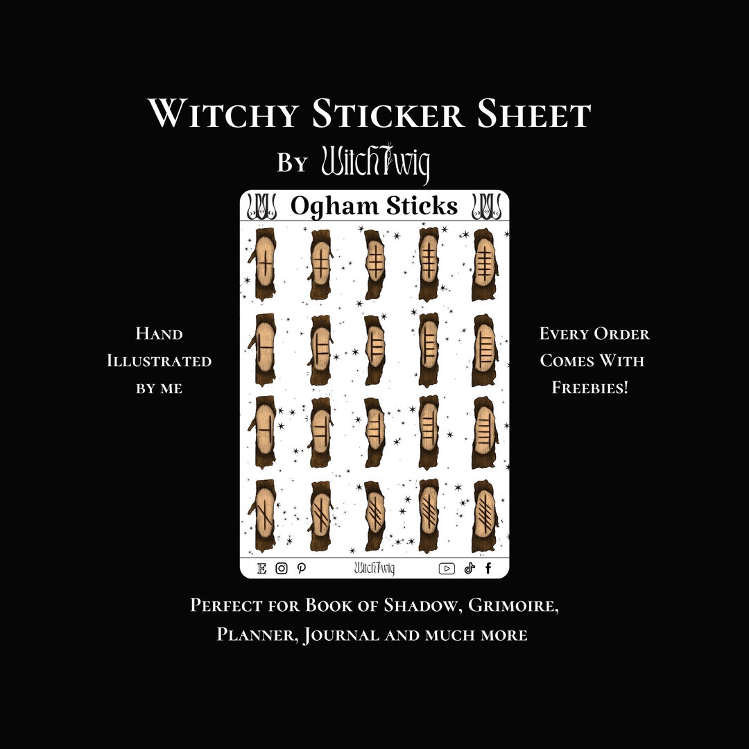 Ogham Sticks Sticker Sheet/the Celtic Ogham, Binding Rune, Ancient ...