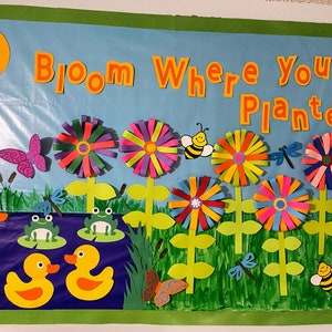 Teachers School SPRING Bulletin Board / Cardstock/bloom Where You Are ...