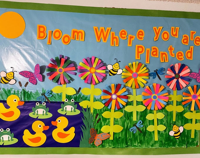 Teachers School SPRING Bulletin Board / Cardstock/bloom Where You Are ...