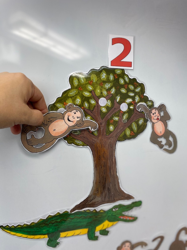5 Little Monkeys Swinging on a Tree/ Magnetic Story - Etsy