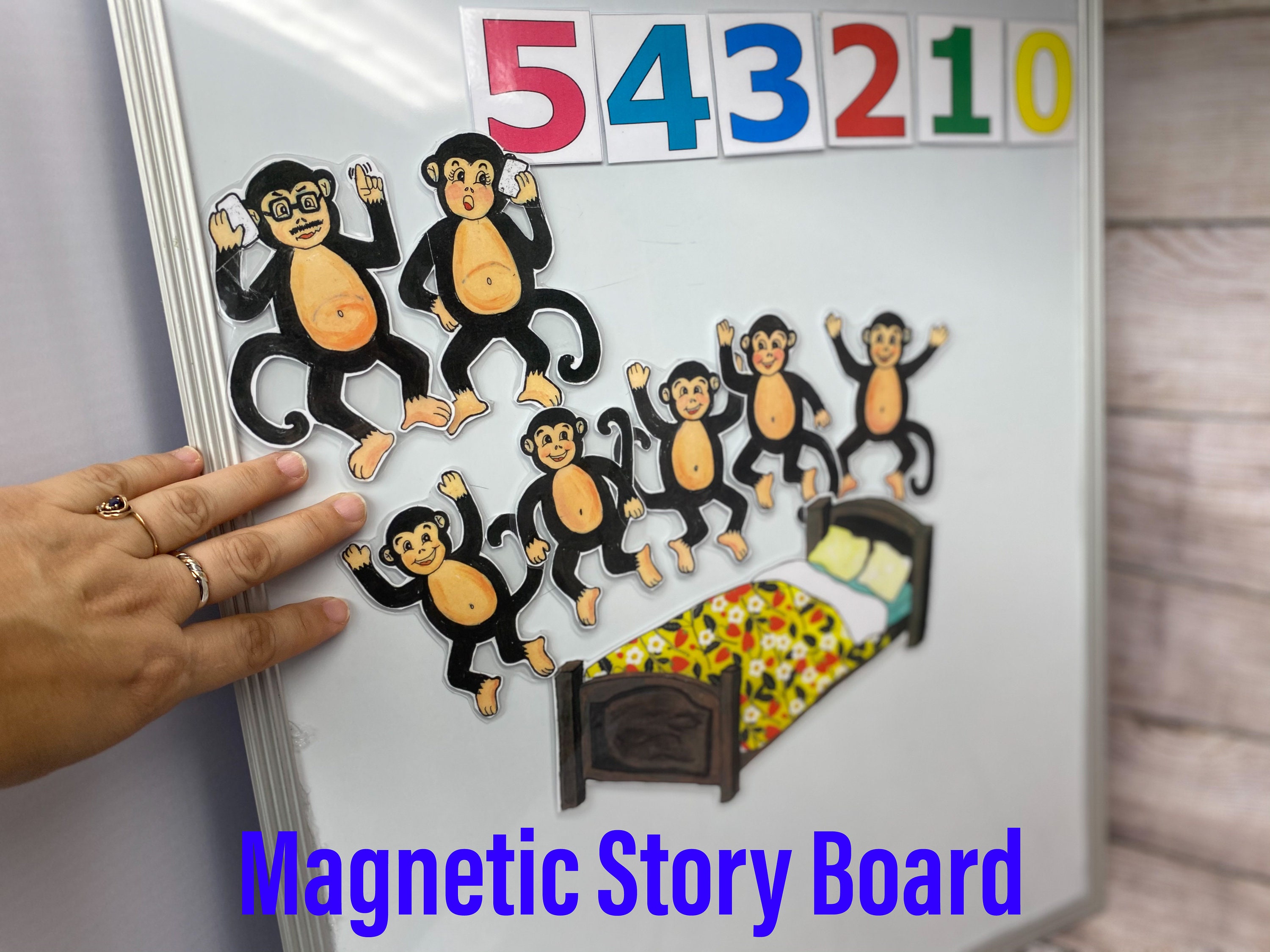 5 Little Monkeys Jumping on the Bed/magnetic Story Board/imagination ...