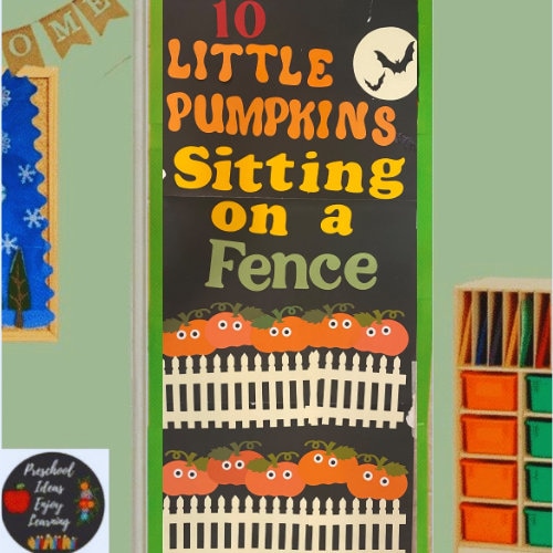 Teachers School Classroom Door Decoration/10 Little Pumpkins Sitting on ...