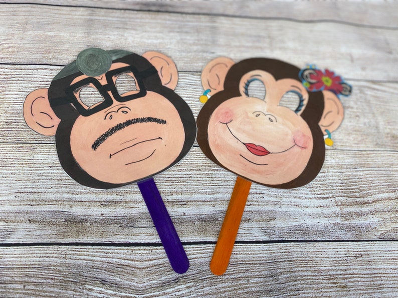 Five Little Monkeys Jumping on the Bed/ Puppet Sticks | Etsy