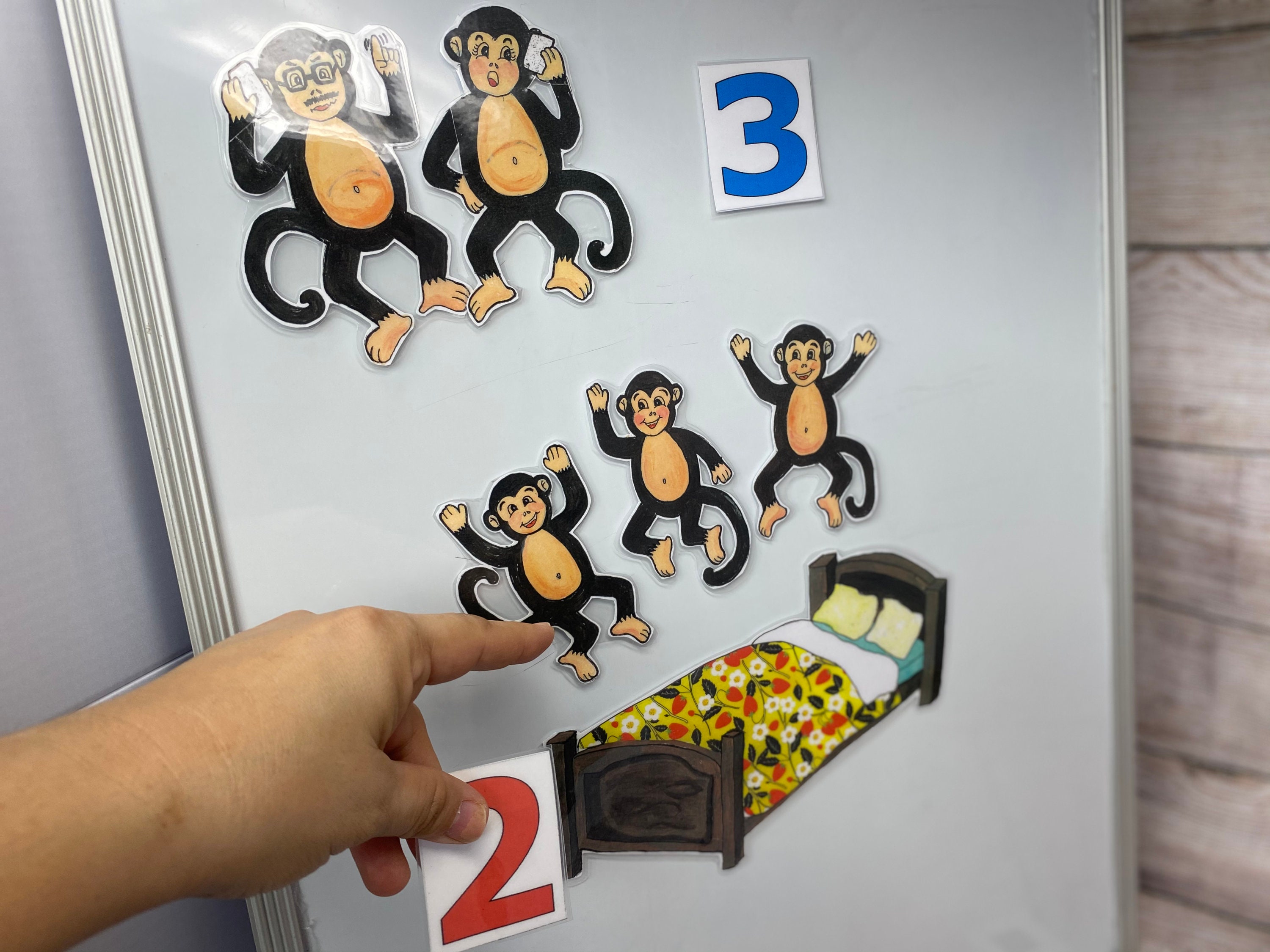 Learning & School 5 Little Monkeys jumping on the bedMagnetic Story ...