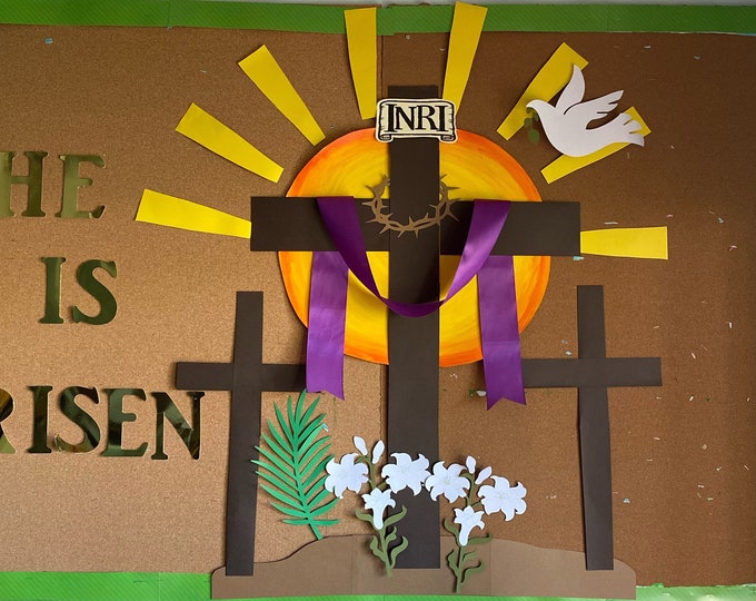 Teachers School Bulletin Board Easter Cutouts DIY Kit "he is Risen ...