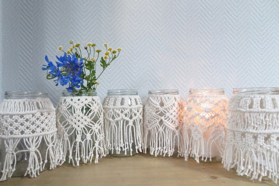 Macrame jar macrame vase macrame lantern candleholder | Etsy