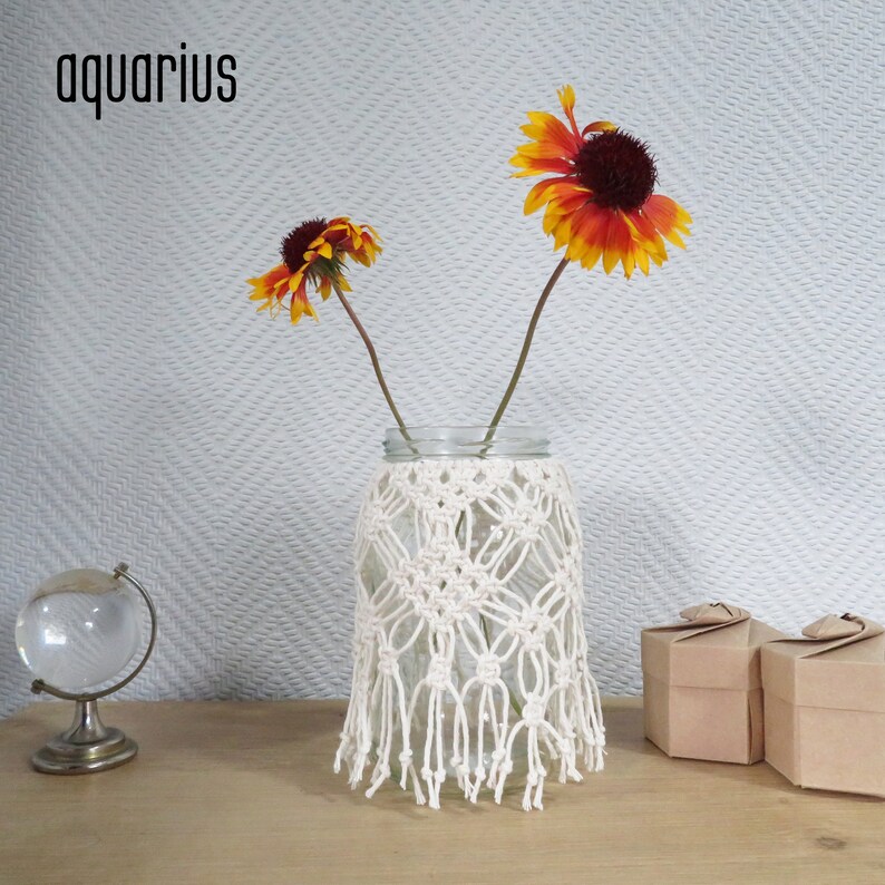 Macrame jar macrame vase macrame lantern candleholder | Etsy